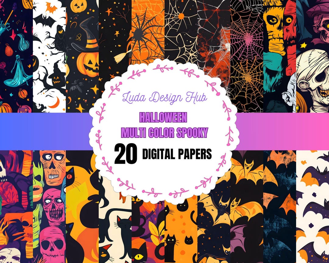 Spooky Halloween Digital Paper Pack: 20 Seamless Designs (PNG) - Etsy