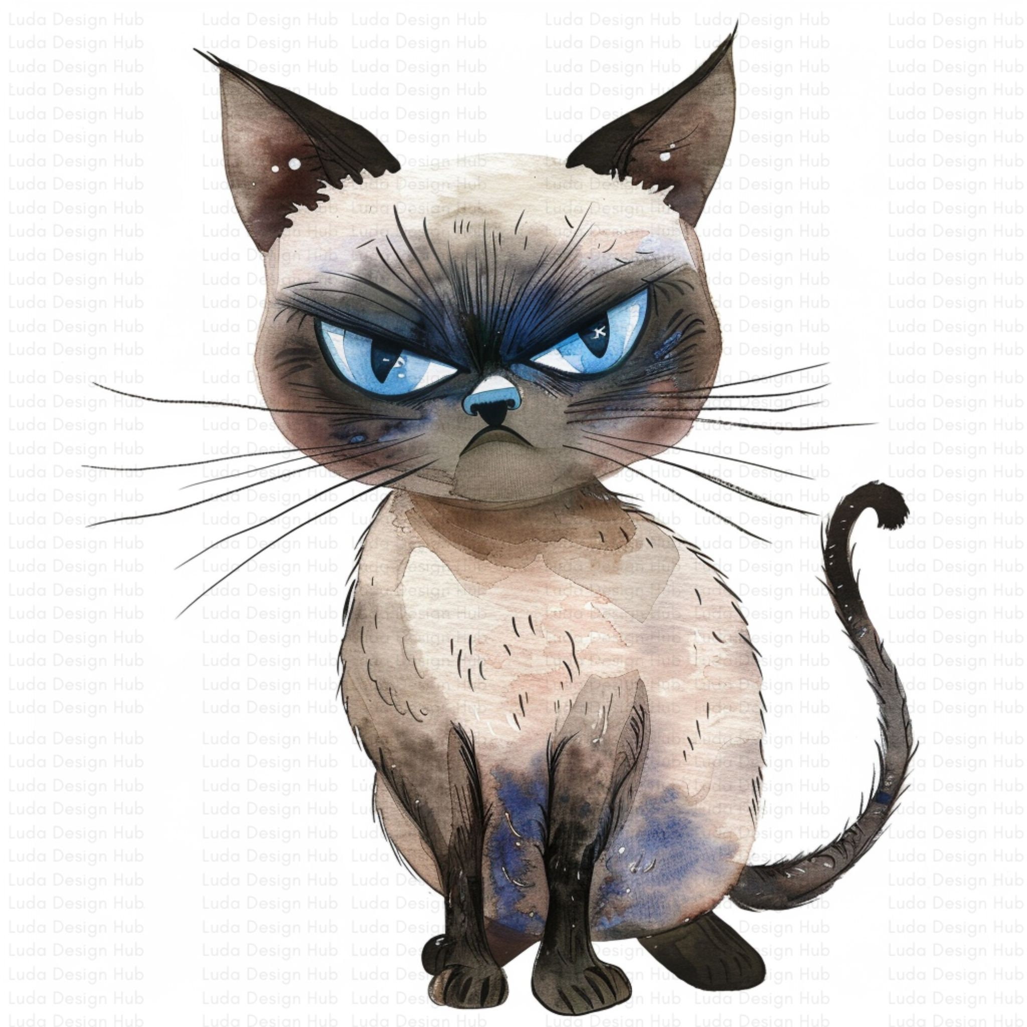14 Grumpy Siamese Cat Clipart, Cat Clipart, Digital Download, Instant Download, Scrapbooking ...