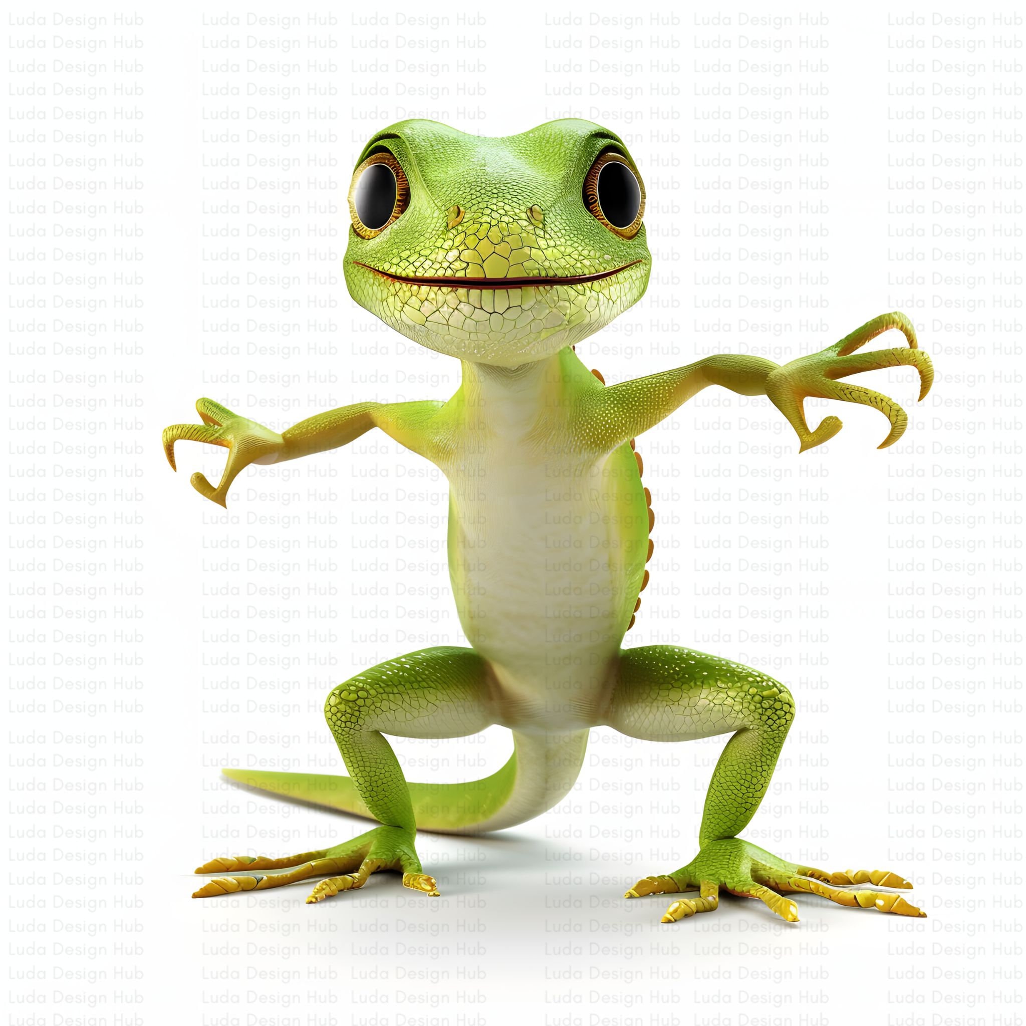 Cute Funny Green Lizard Clipart for Commercial Use - Lizard Images for ...