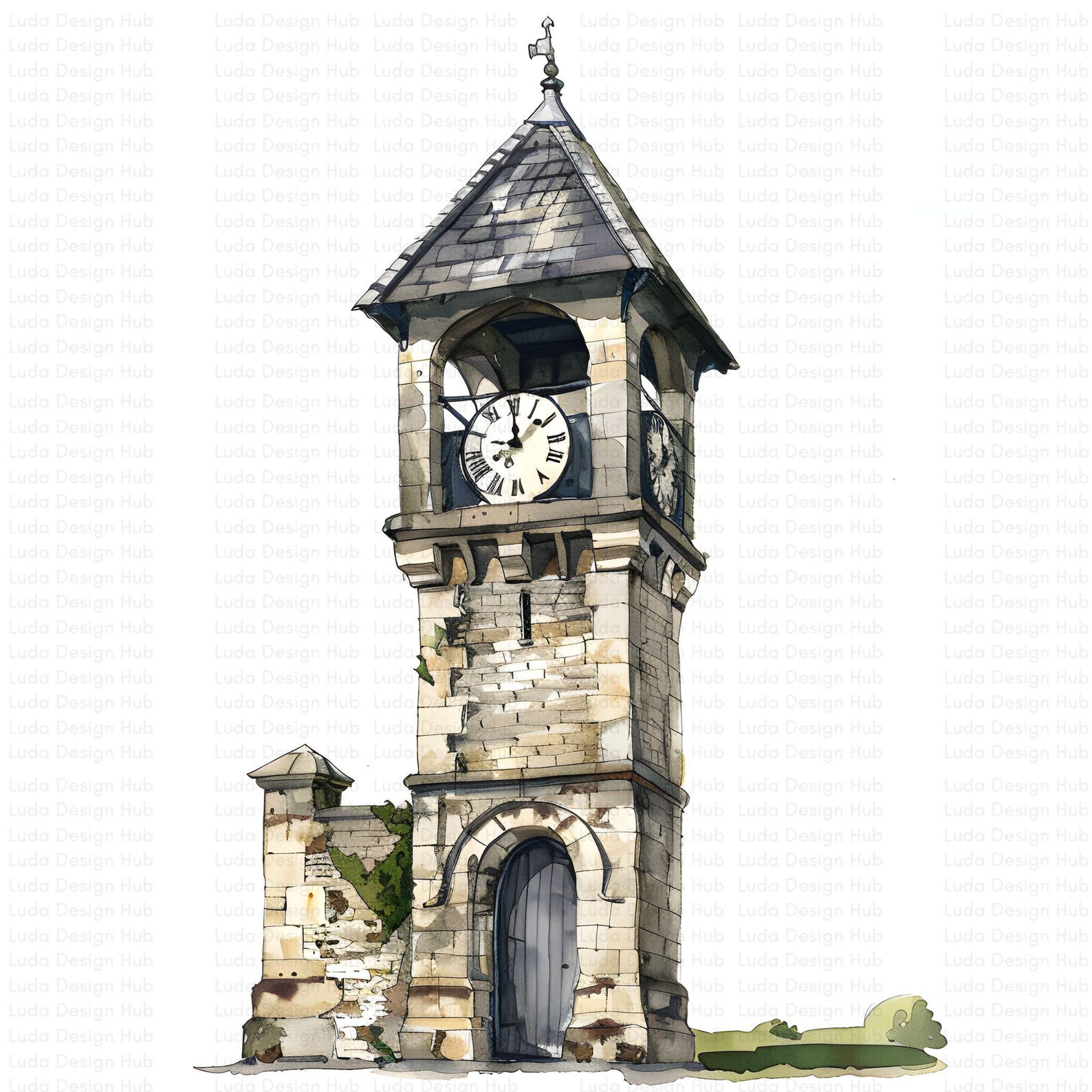 Stone Clocktower Clipart: Old English Historical Image (pngs) - Etsy