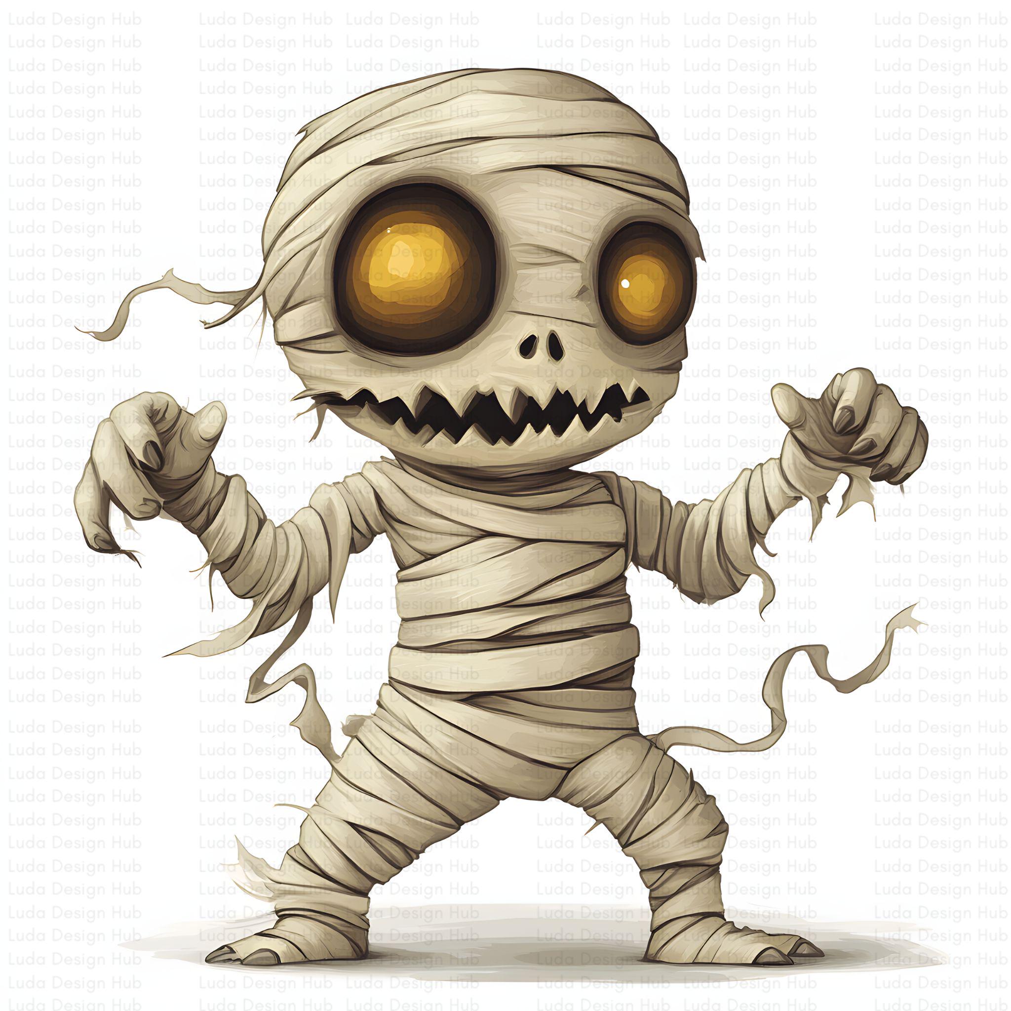 Cute Spooky Mummies Clipart for Commercial Use - Adorable Halloween ...