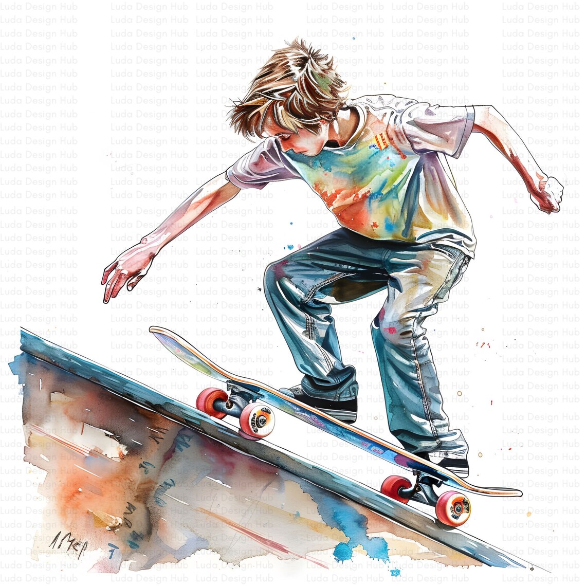 Dynamic Skateboarding Scene of Boys Performing Thrilling Tricks on ...