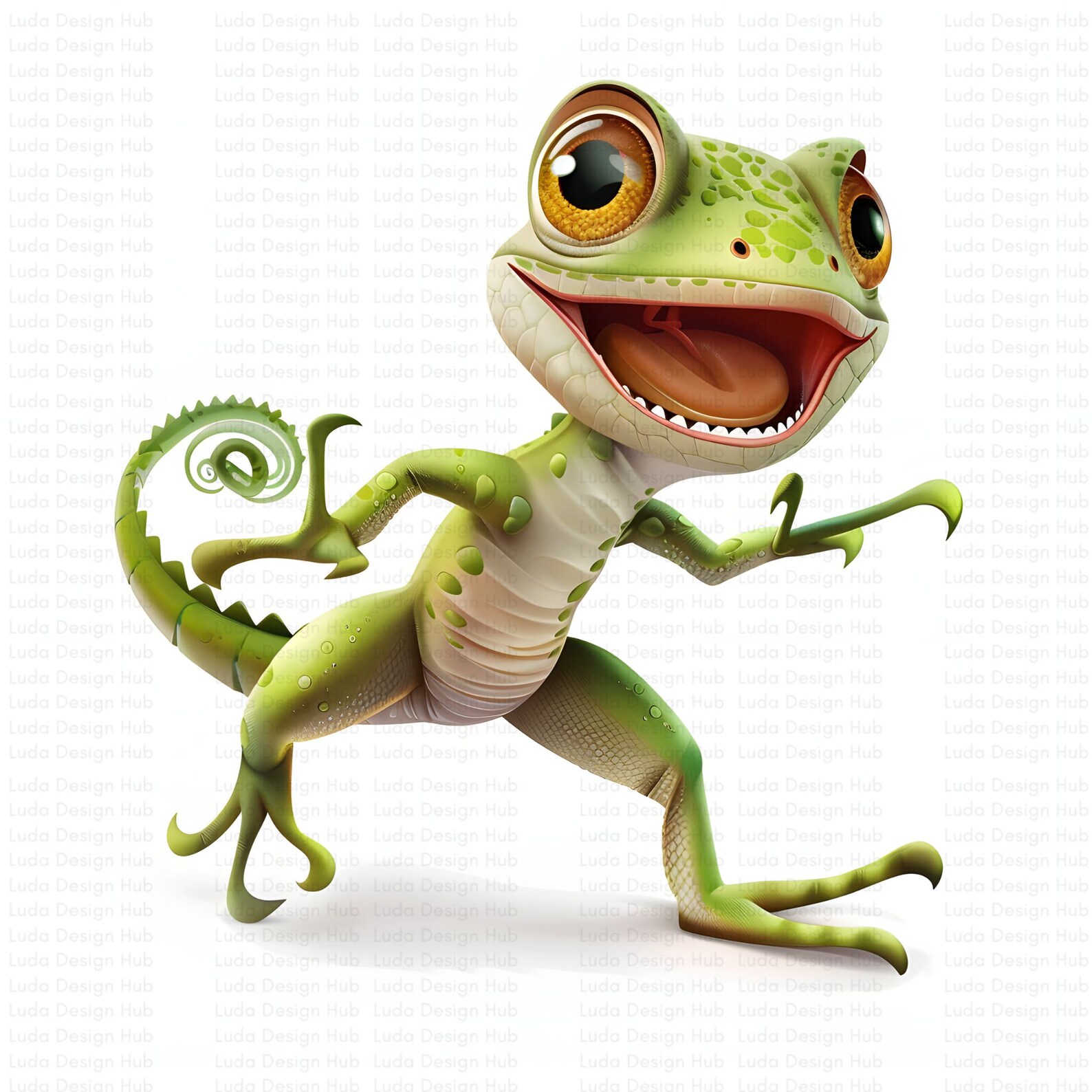 Cute Funny Green Lizard Clipart for Commercial Use - Lizard Images for ...