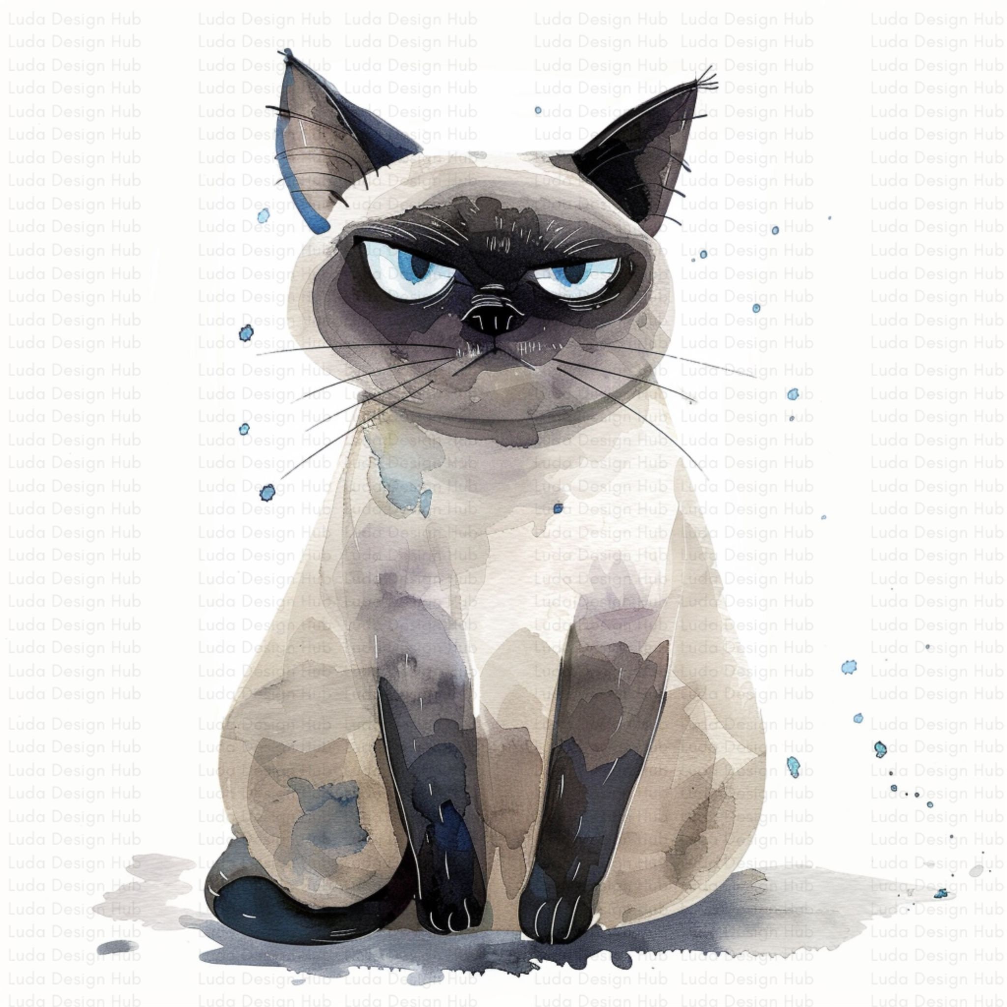14 Grumpy Siamese Cat Clipart, Cat Clipart, Digital Download, Instant ...