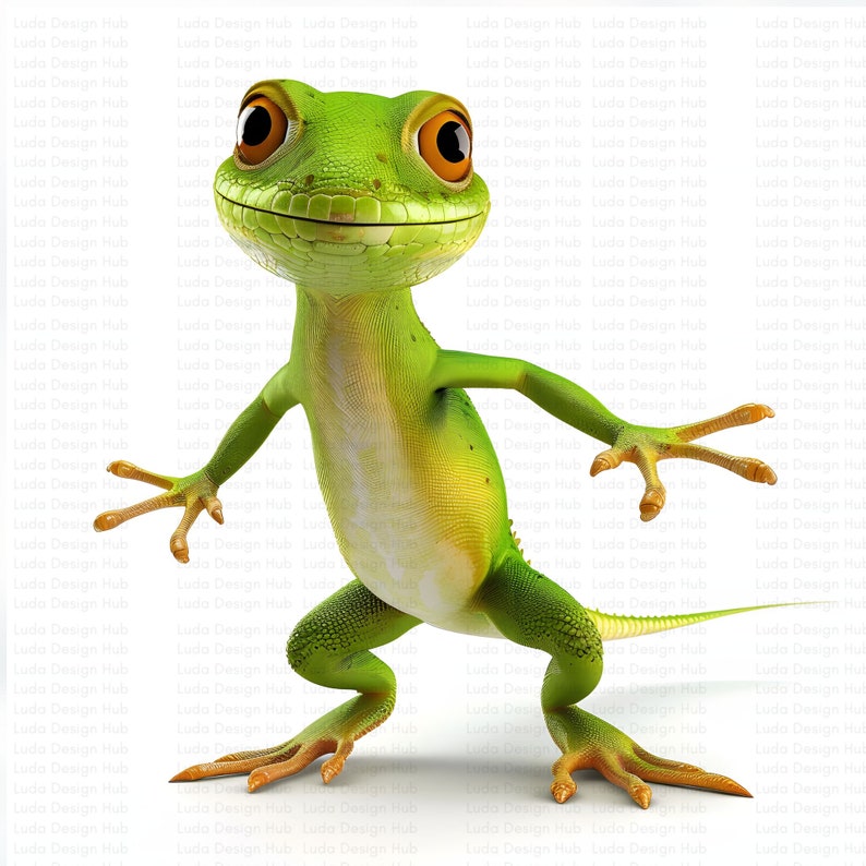 Cute Funny Green Lizard Clipart for Commercial Use - Lizard Images for ...