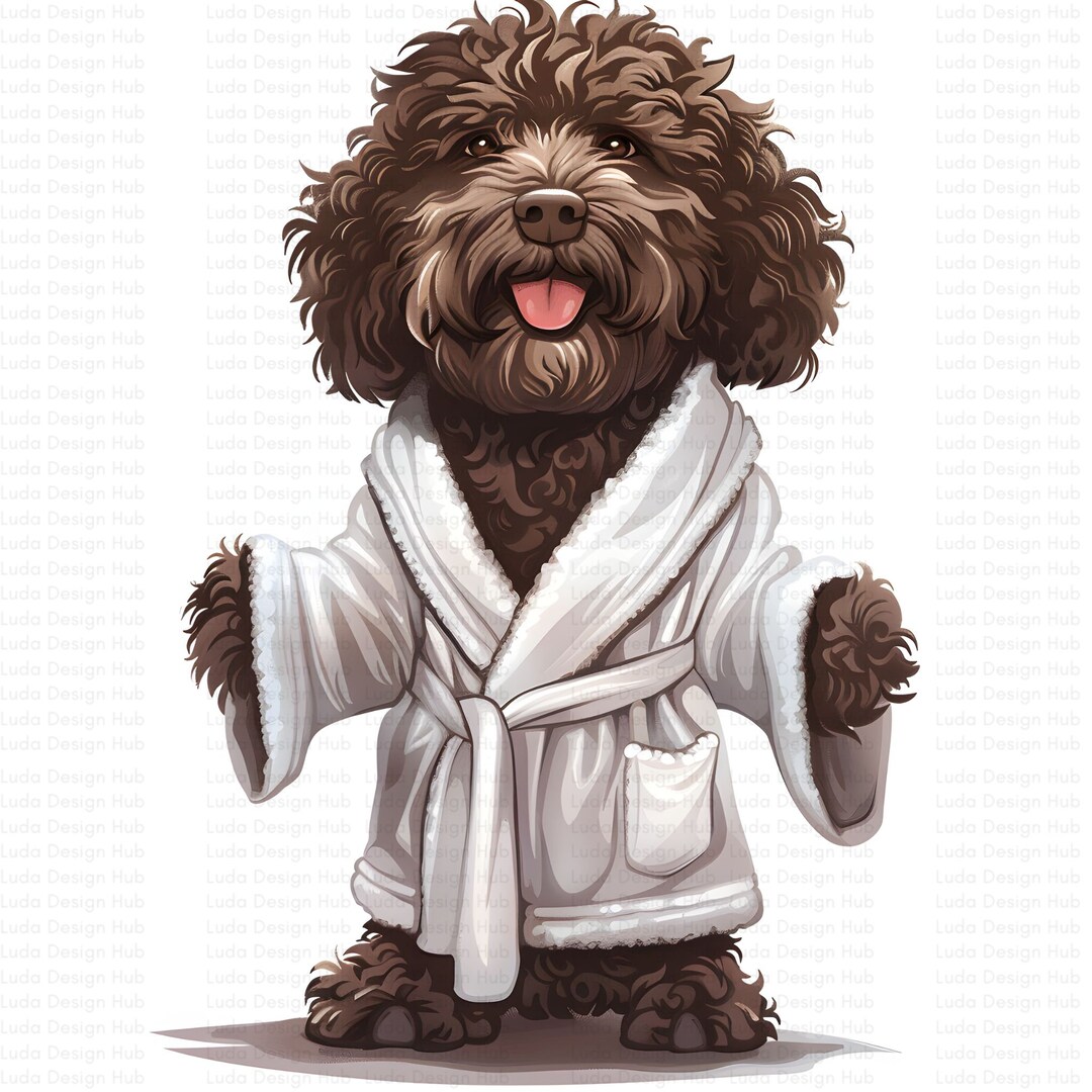 Cute Cavoodle in Bath Robe Clipart for Commercial Use - Dog ...