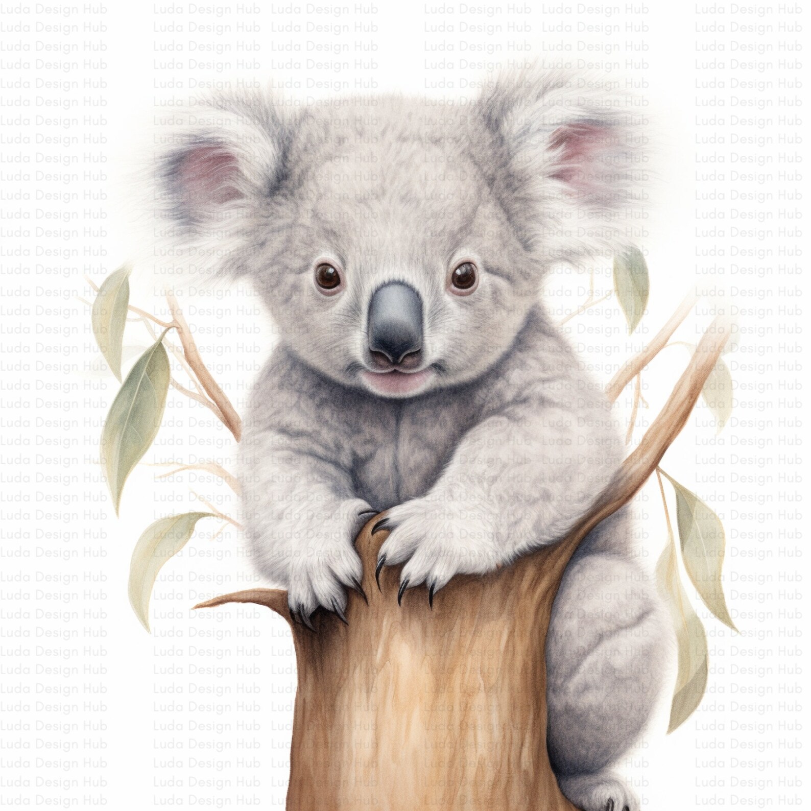 Cute Watercolor Baby Koala Clipart Digital Download - Etsy