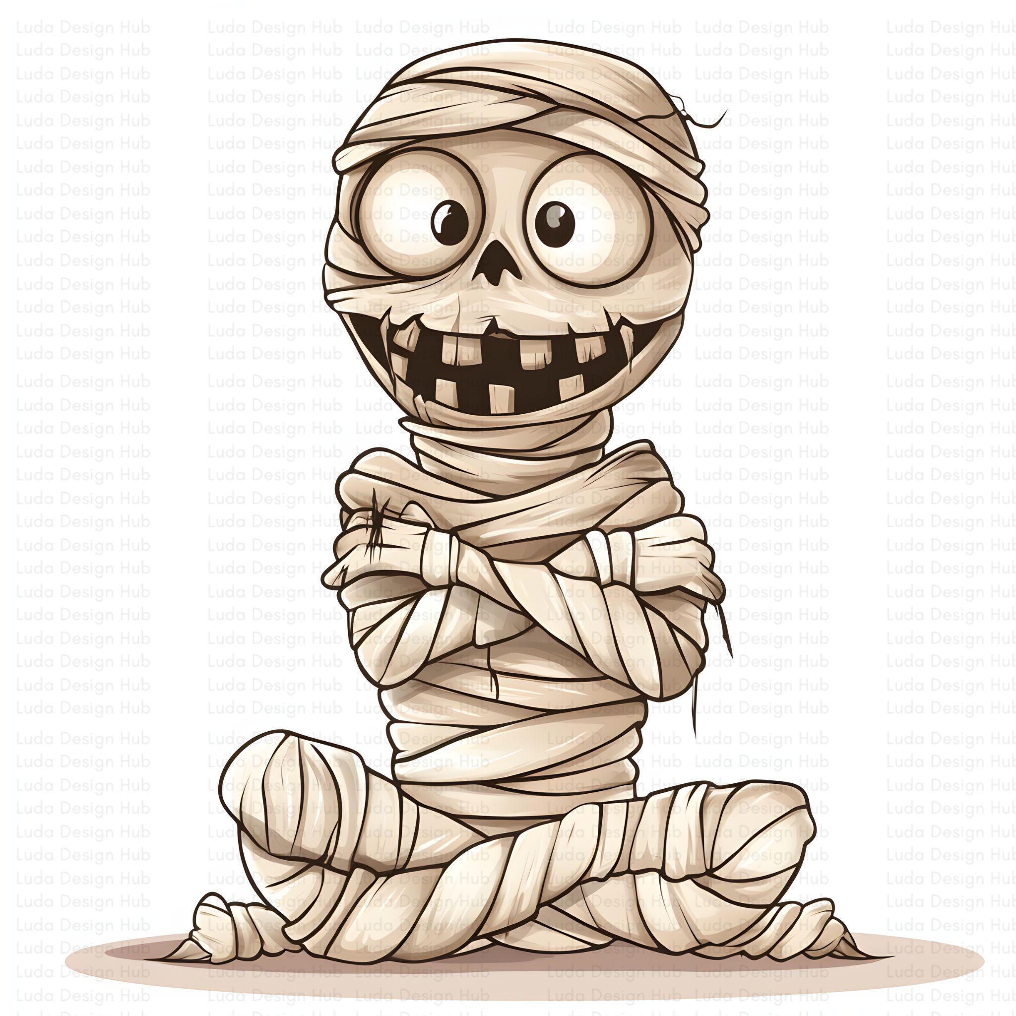 Cute Spooky Mummies Clipart for Commercial Use - Adorable Halloween ...