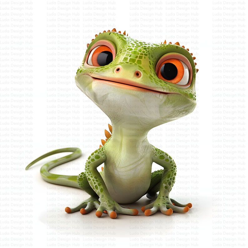 Cute Funny Green Lizard Clipart for Commercial Use - Lizard Images for ...