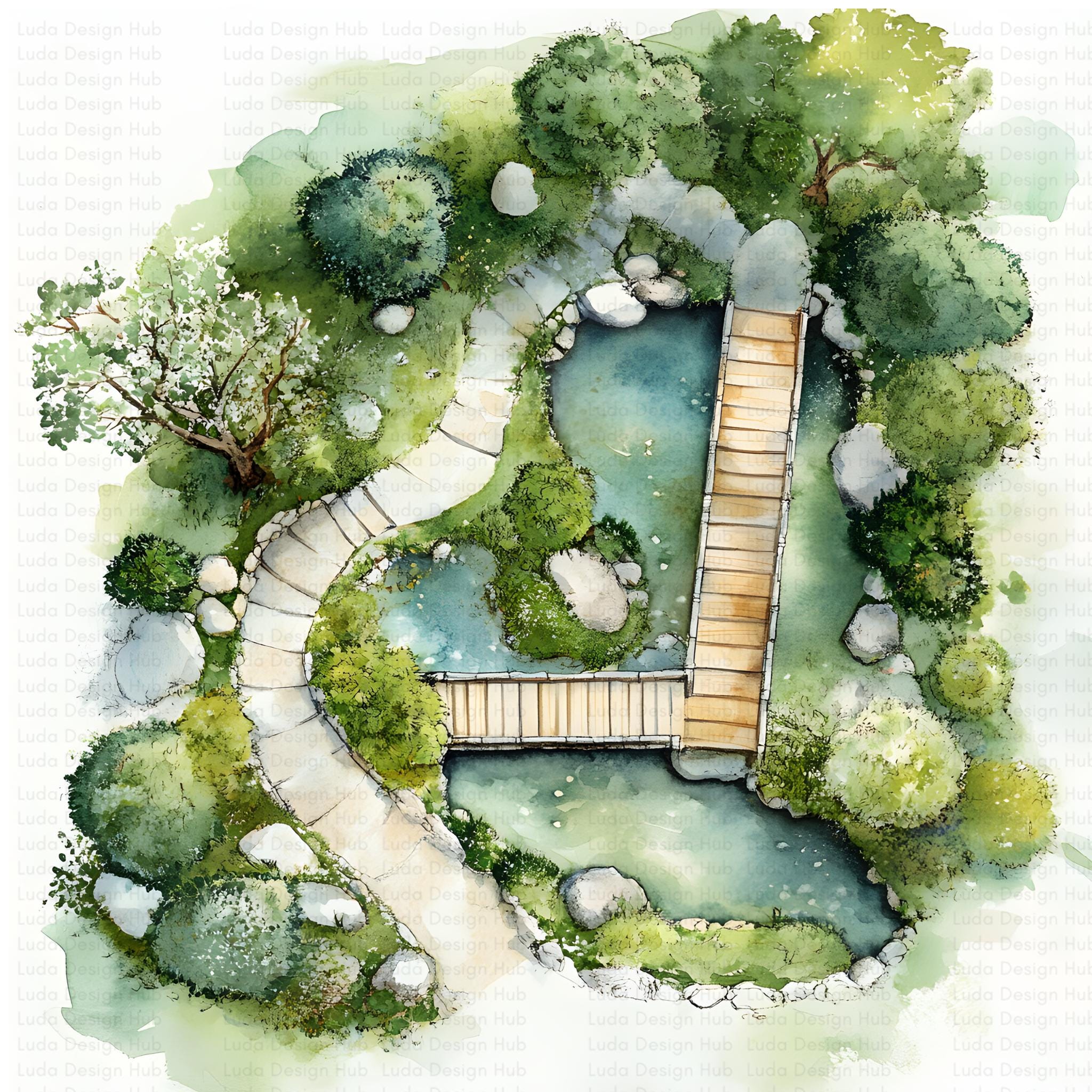Zen Garden Aerial View PNG Images: Japanese Garden Art (digital ...