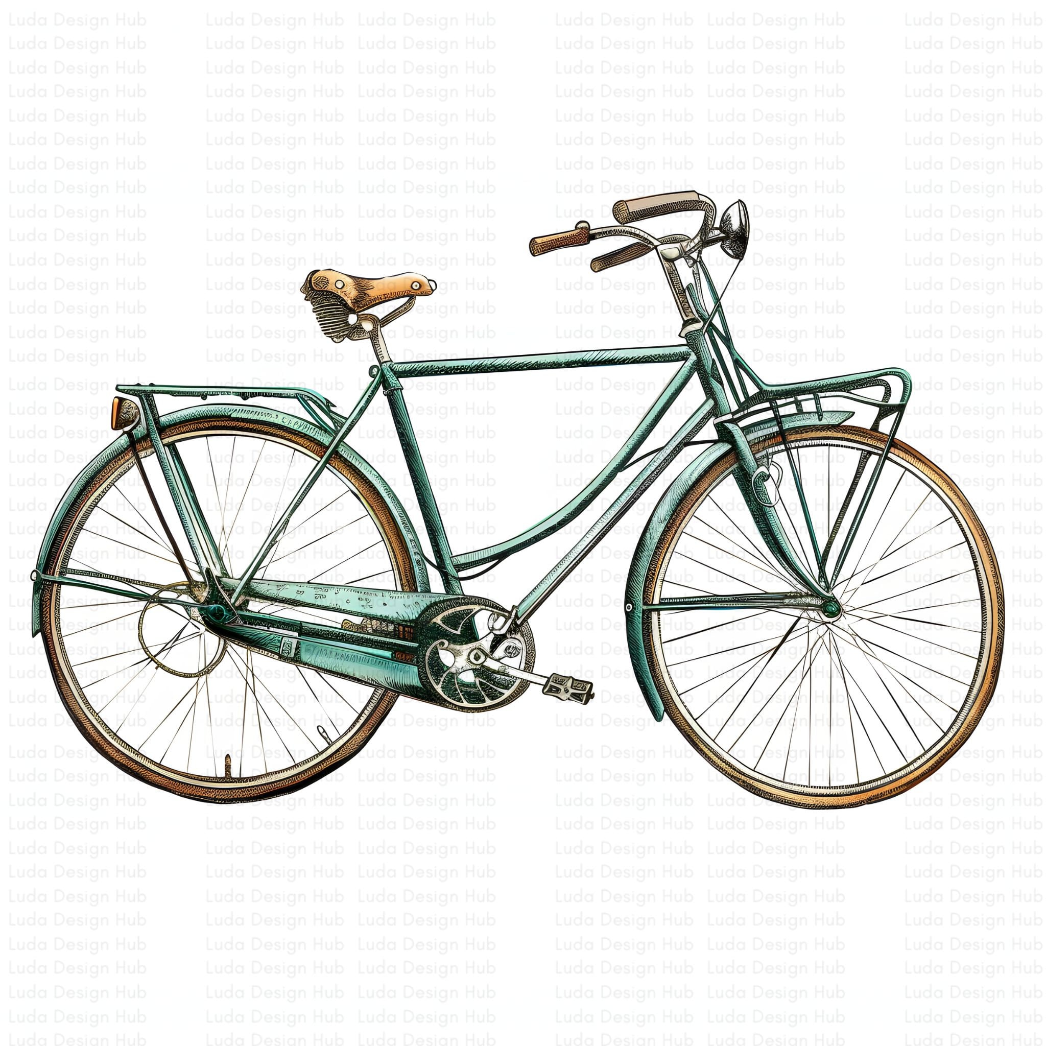 Vintage Bicycle Clipart for Commercial Use, Charming Retro Bicycle ...