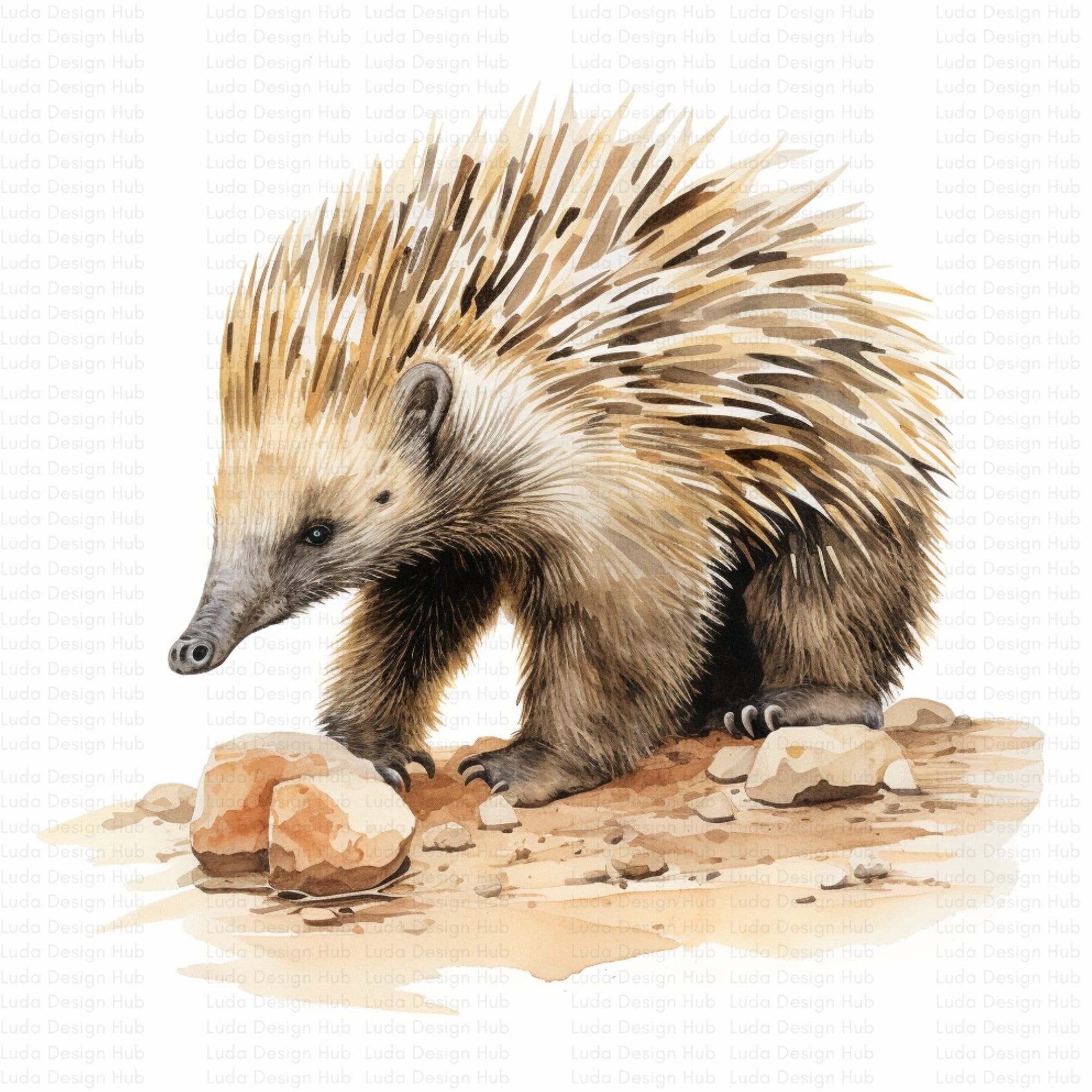 Cute Watercolor Baby Echidna Clipart Digital Download, Australian ...