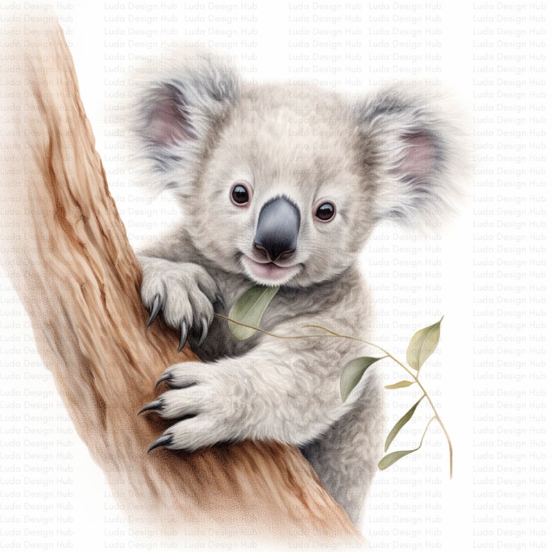 Cute Watercolor Baby Koala Clipart Digital Download, Australian ...