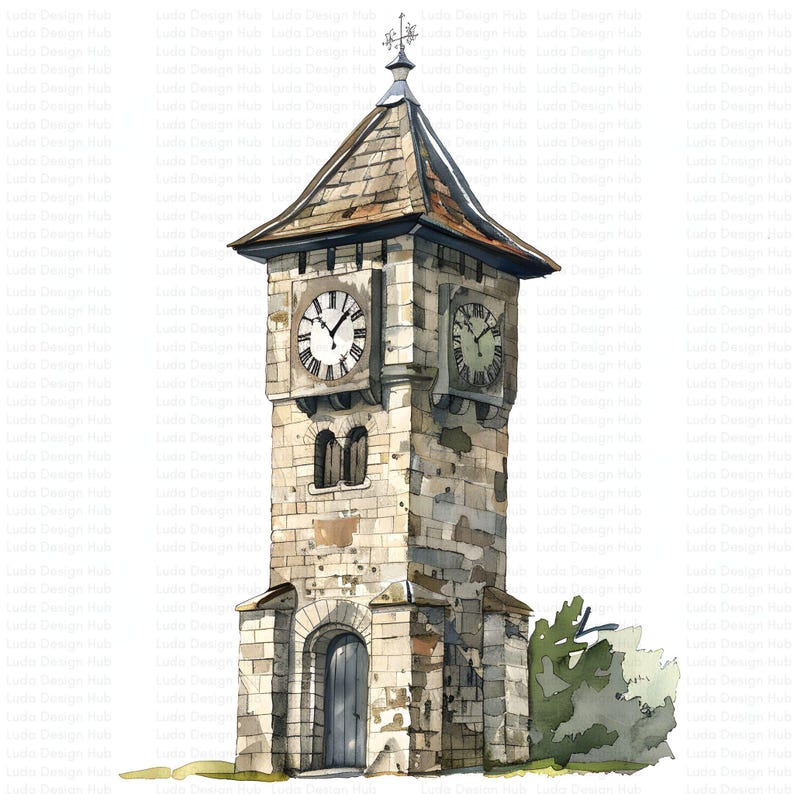 Stone Clocktower Clipart: Old English Historical Image (pngs) - Etsy