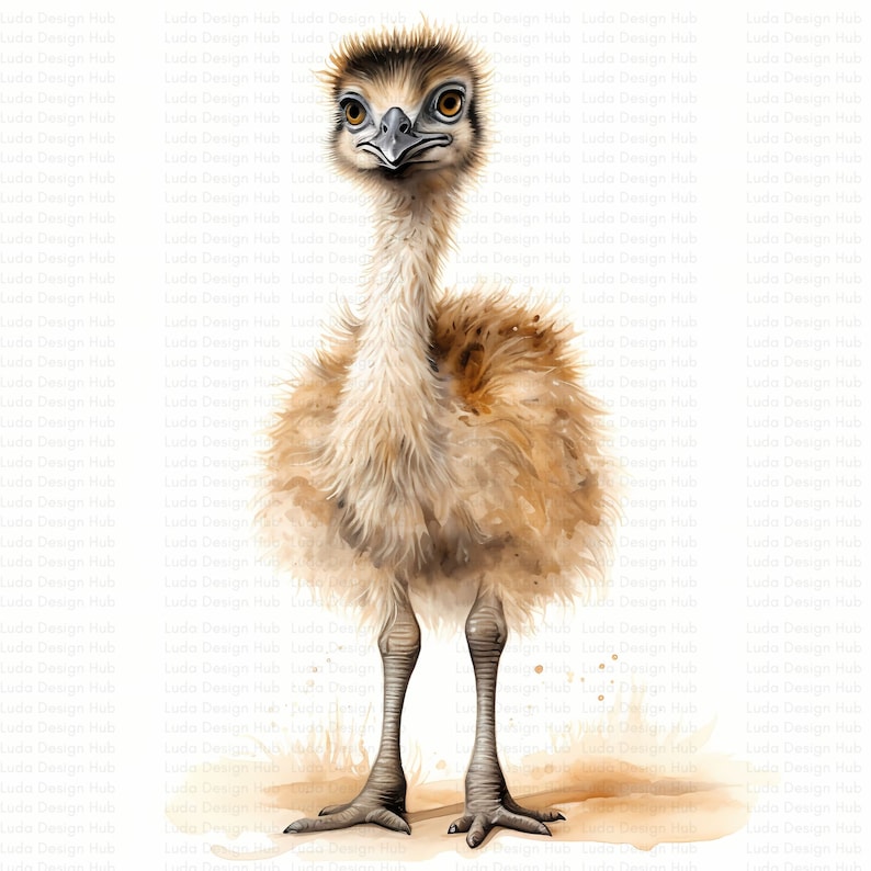Cute Agile Baby Emu Clipart: 10 Watercolor Images - Perfect for Art ...