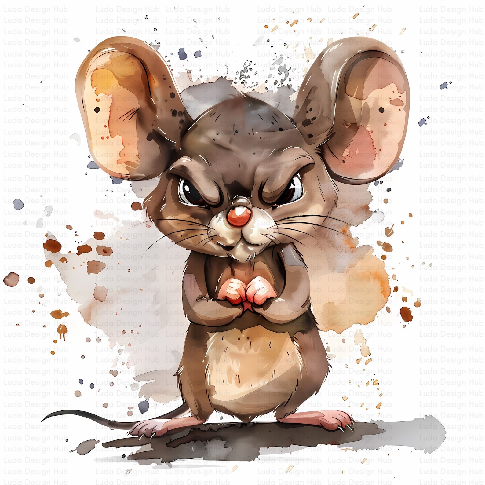 12 Grumpy Mice Clipart, Cute Fluffy Mice, Digital Clipart, Watercolor ...