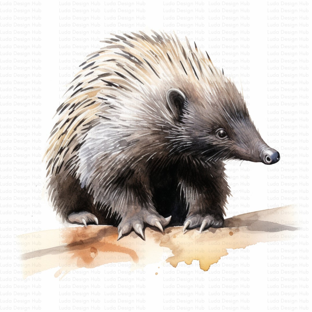 Cute Watercolor Baby Echidna Clipart Digital Download, Australian ...