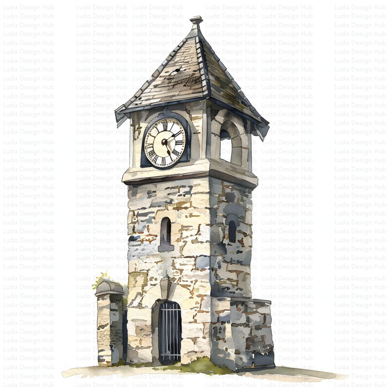 Stone Clocktower Clipart: Old English Historical Image (pngs) - Etsy
