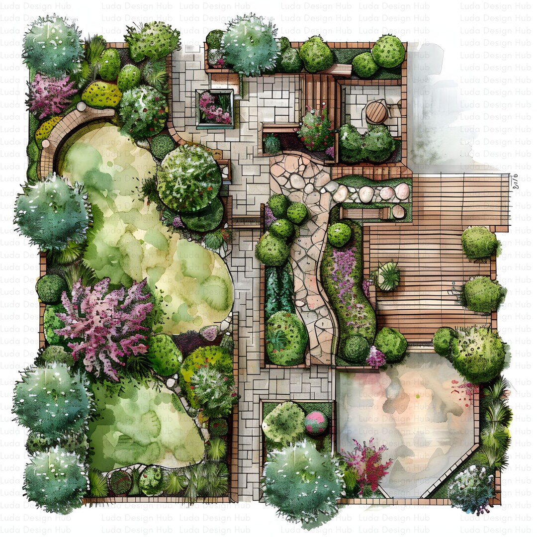 Garden Layout Clipart: Aerial Top View Pngs (commercial Use) - Etsy