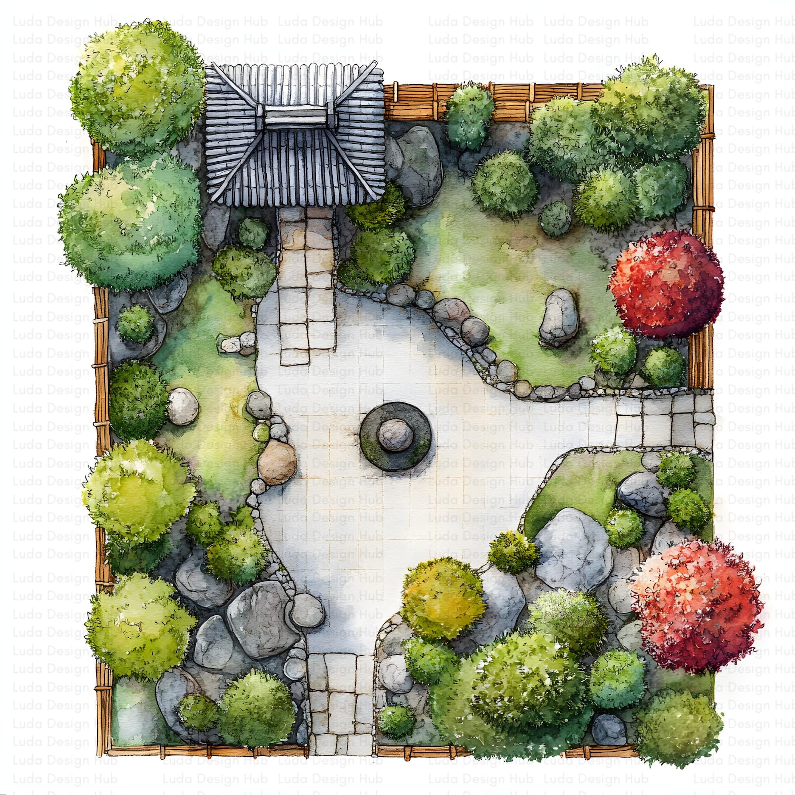Japanese Zen Garden Aerial View Layout - Perfect for Art Projects ...