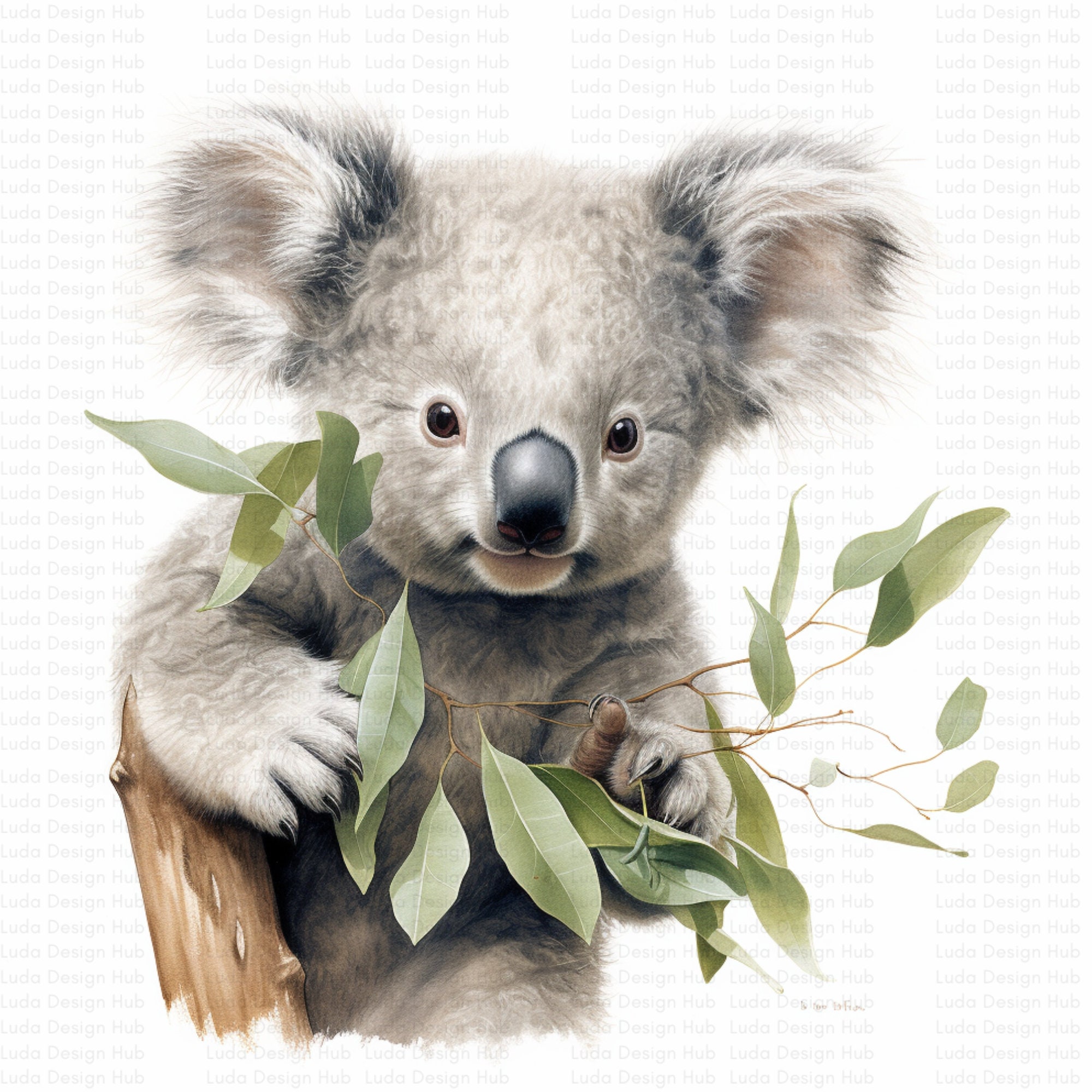 Cute Watercolor Baby Koala Clipart Digital Download, Australian ...