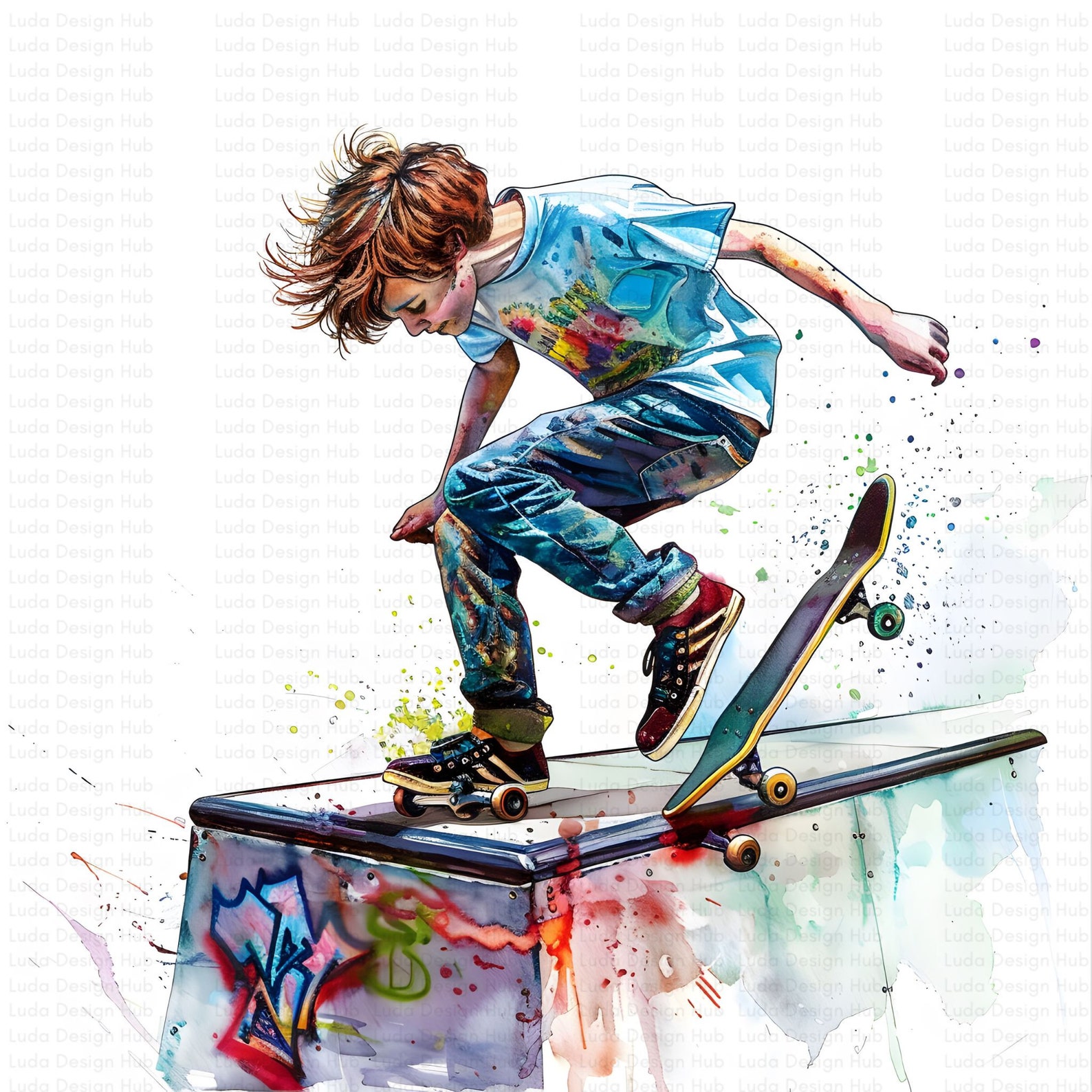Dynamic Skateboarding Scene of Boys Performing Thrilling Tricks on ...