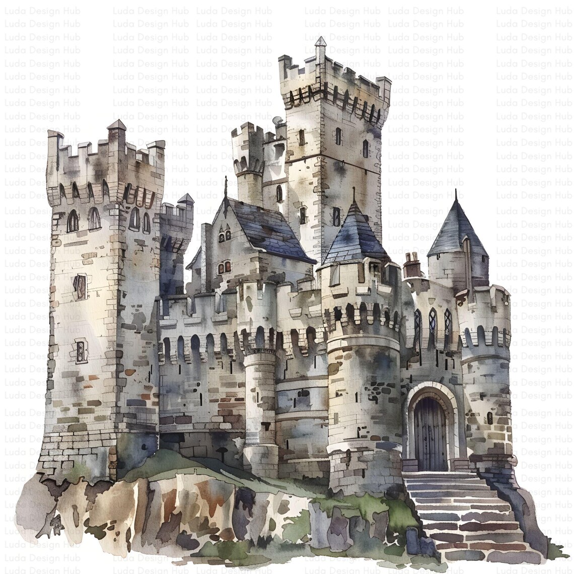 Old English Medieval Castle Clipart for Commercial Use-majestic ...