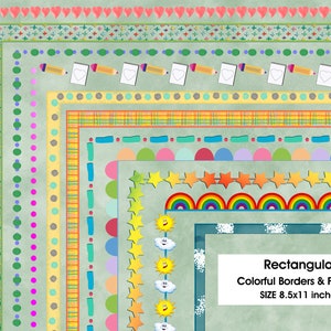 Colorful Borders and Frames Clipart, Back to School Clip Art, Border ...