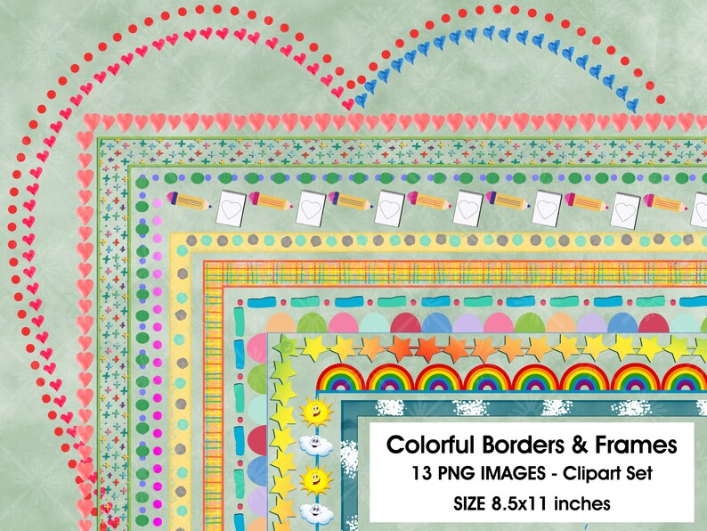 Colorful Borders and Frames Clipart, Back to School Clip Art, Border ...