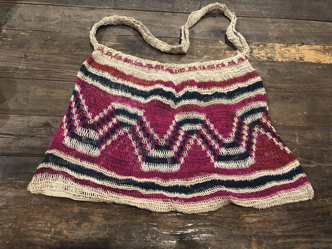 Natural Fiber Sepik Patterned Bilum Bag - Etsy