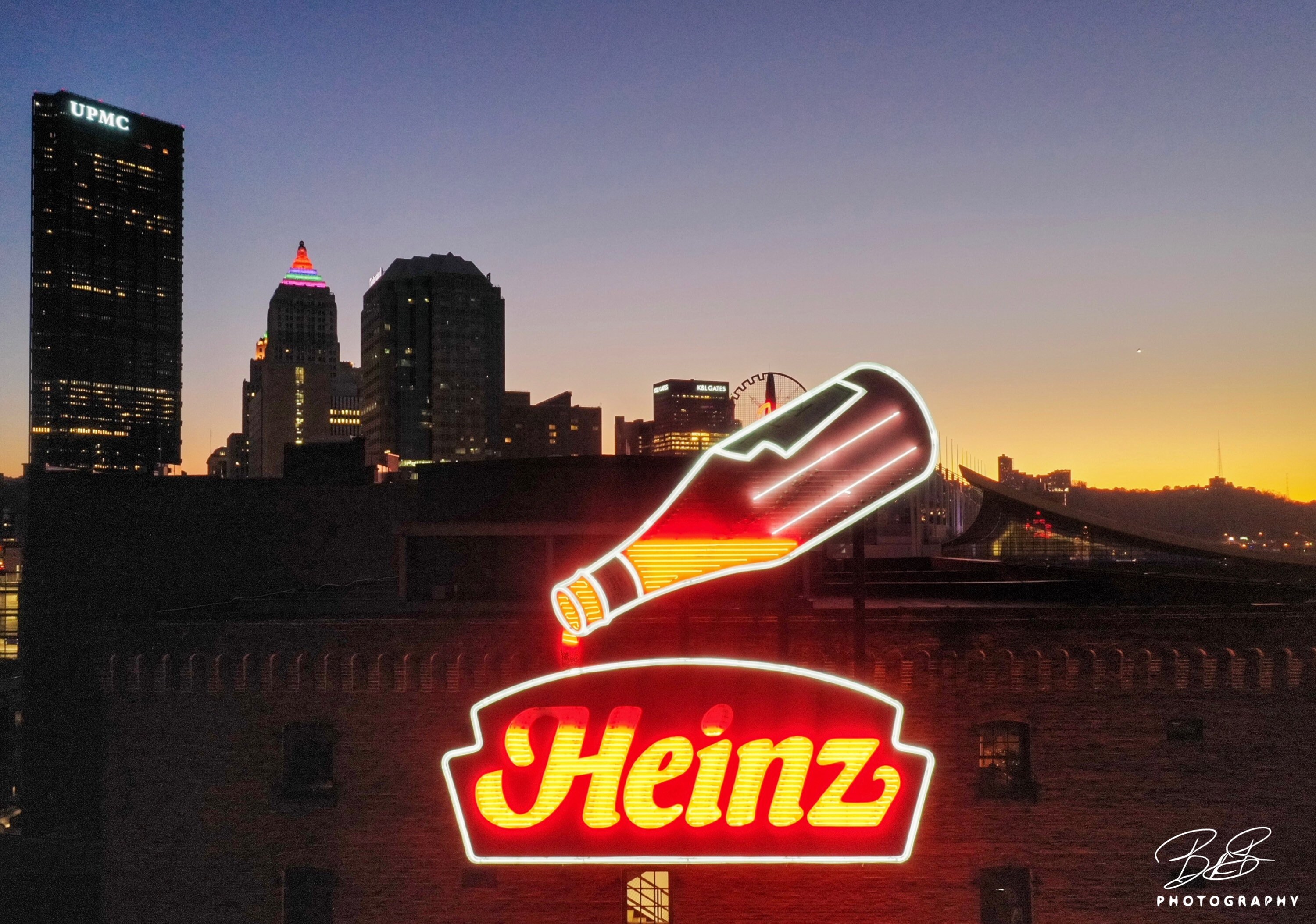 Heinz 57 Sign and Pittsburgh Skyline at Sunset | Etsy
