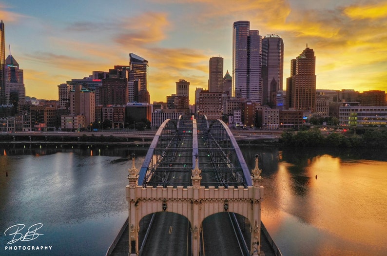 Pittsburgh Smithfield Street Bridge and Pittsburgh Skyline - Etsy
