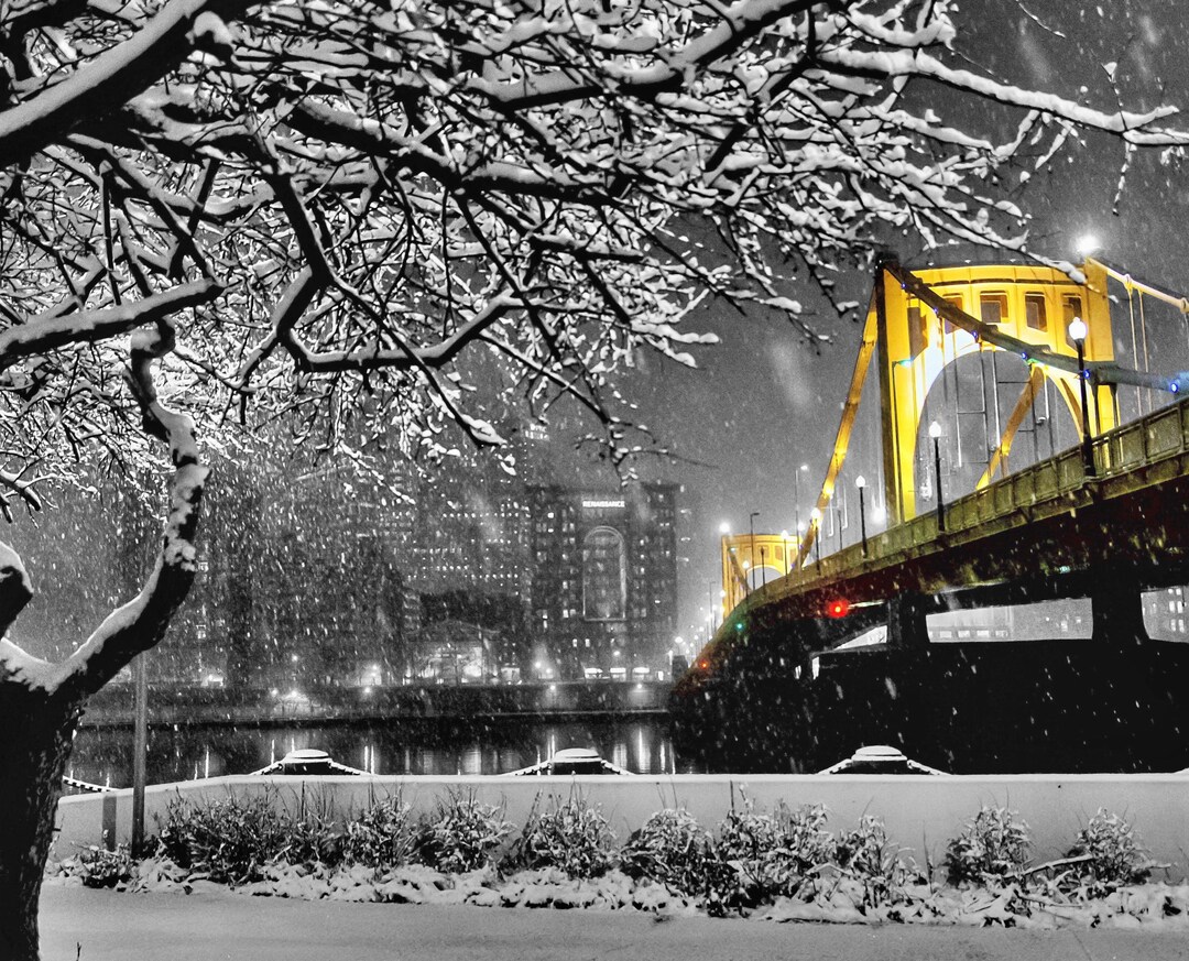 Snowy Evening Next to the Clemente Pittsburgh PA - Etsy New Zealand