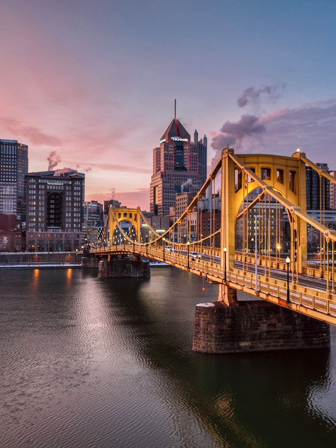 The Clemente Bridge on a Cold Winter Morning With Pink Sunrise - Etsy