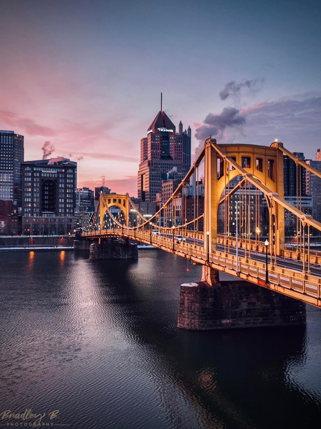 Clemente Bridge and Pink Sunrise Skies - Etsy