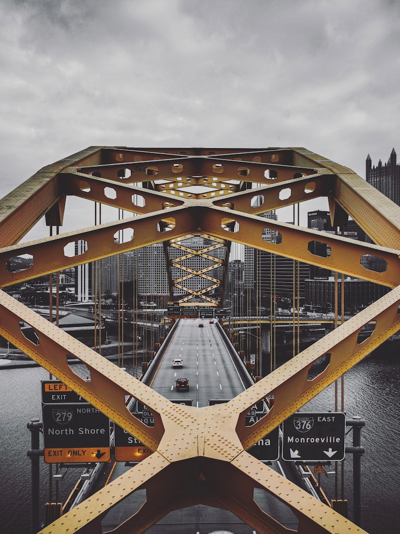 Fort Pitt Bridge Tunnel View Skyline - Pittsburgh Christmas - Portrait ...