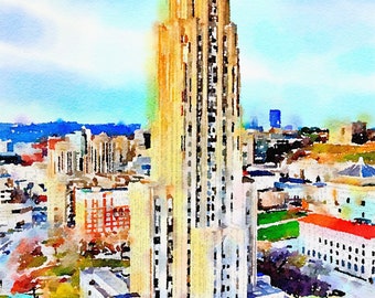 University of Pittsburgh Cathedral of Learning 11x14 Pen and Ink Print ...