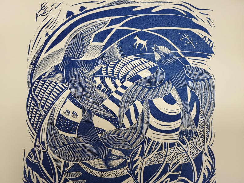 Sky Dancing Original Hand Pulled Linocut Print - Etsy