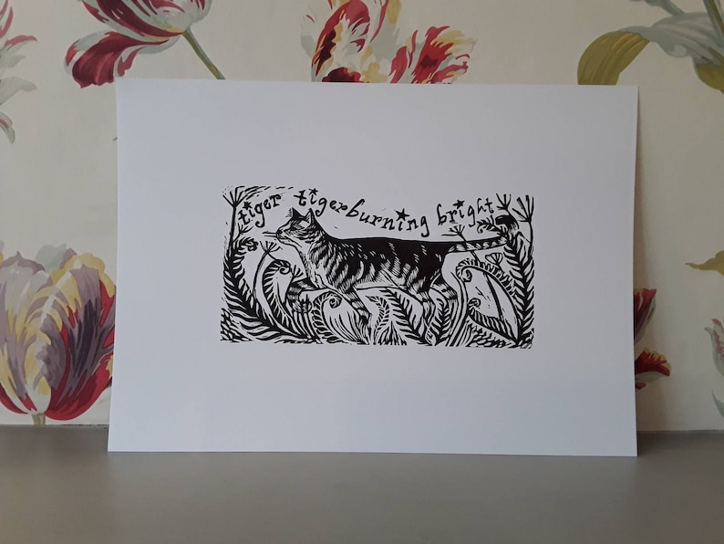 Tiger Tiger Lino Cut Print - Etsy UK