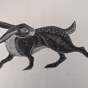 Hare 1 Hand Pulled Original Linocut Print - Etsy