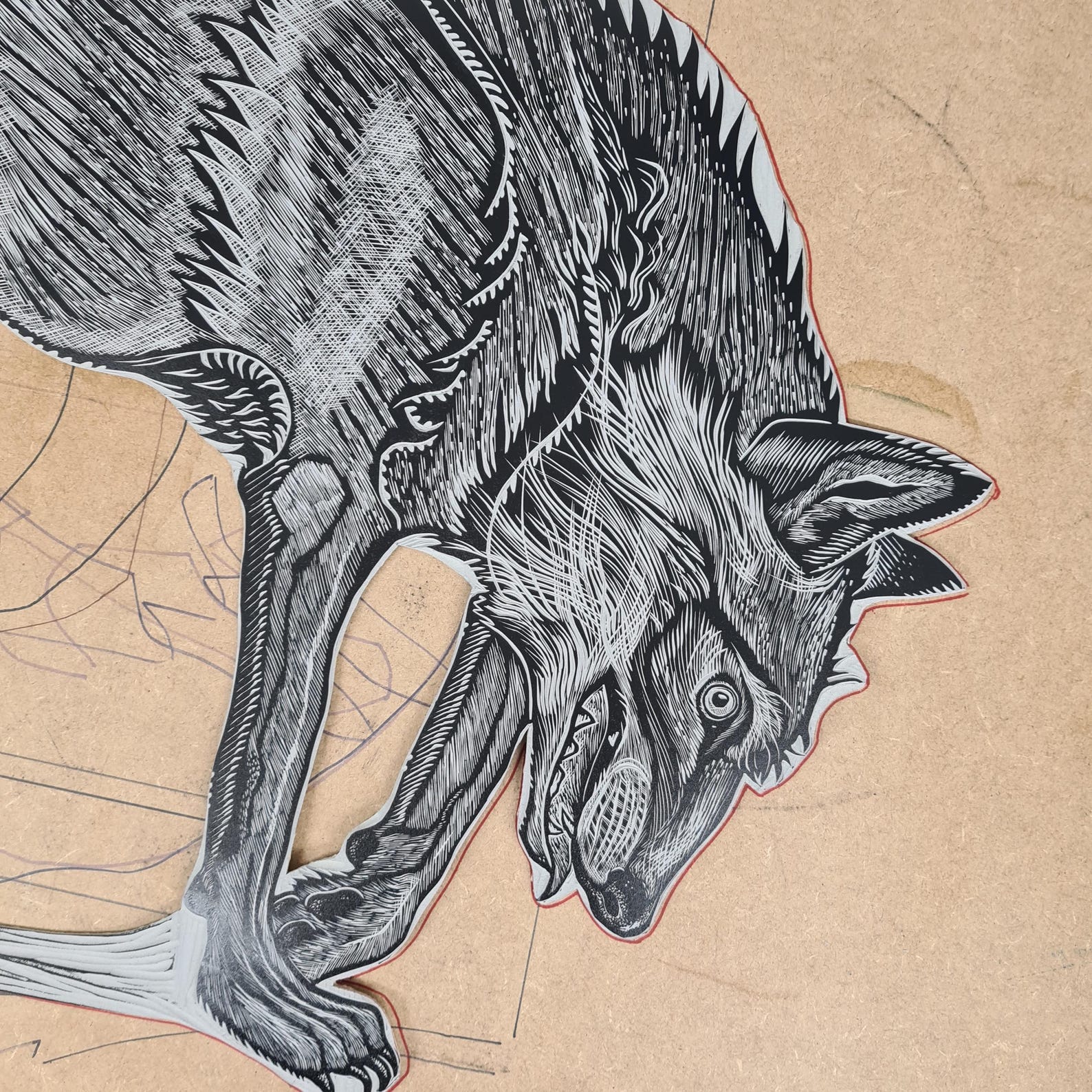 The Wolf Original Hand Pulled Linocut Print - Etsy