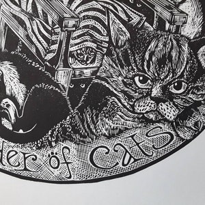 Clowder of Cats Linocut Print - Etsy UK
