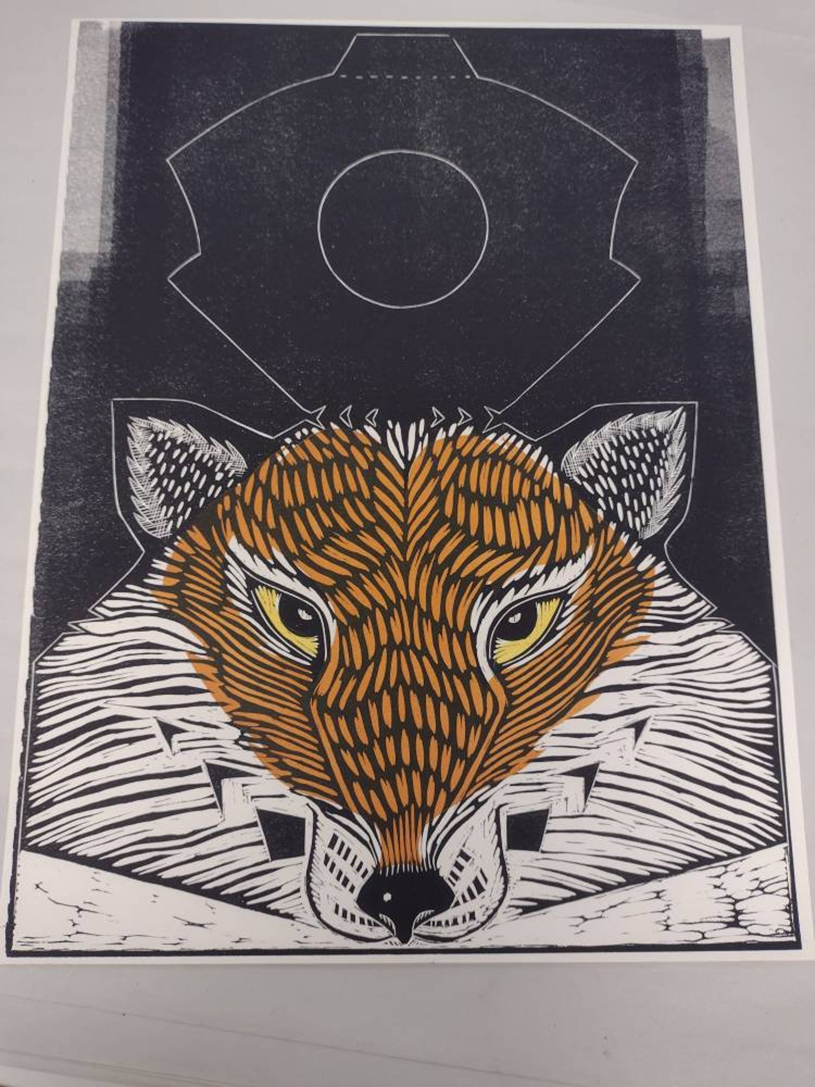 Hand Printed Linocut Wall Mounted Fox Head - Etsy