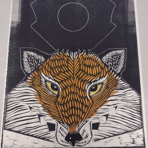Hand Printed Linocut Wall Mounted Fox Head - Etsy
