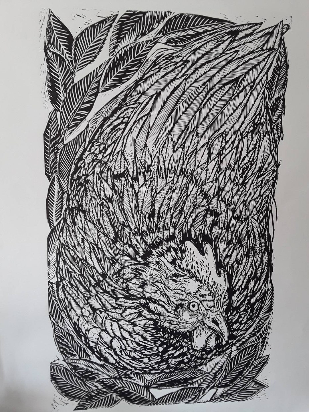 Chicken/hen Linocut Print 'mavis' - Etsy