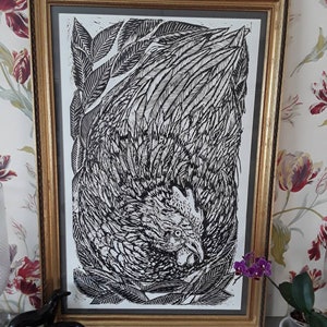 Chicken/hen Linocut Print 'mavis' - Etsy