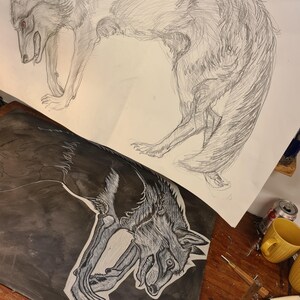 The Wolf Original Hand Pulled Linocut Print - Etsy
