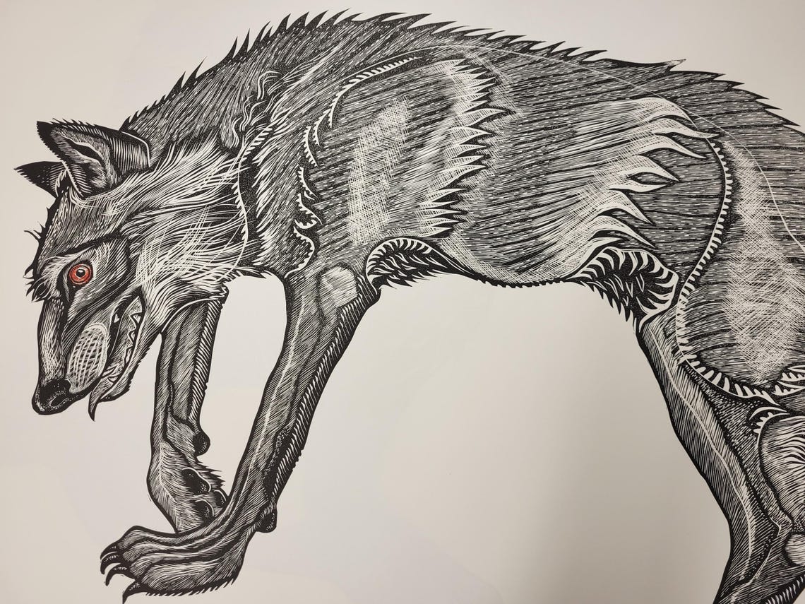 The Wolf Original Hand Pulled Linocut Print - Etsy