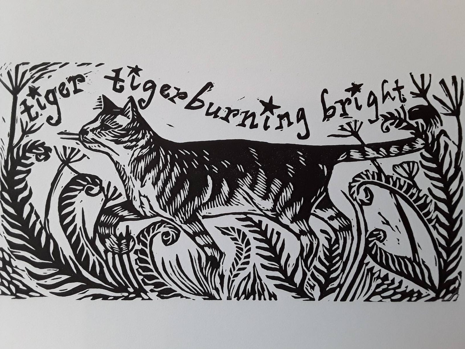 Tiger Tiger Lino Cut Print - Etsy UK
