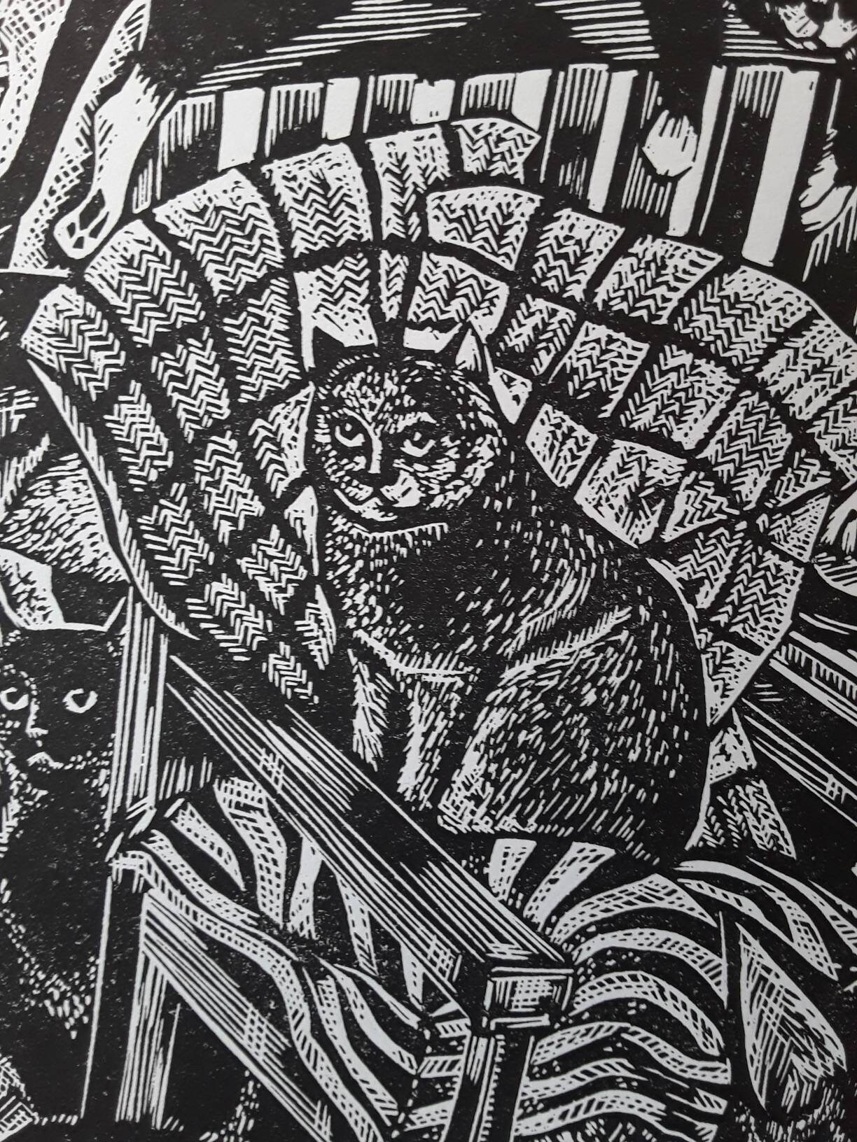 Clowder of Cats Linocut Print - Etsy UK